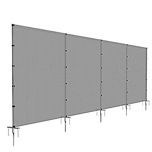 TANG Outdoor Privacy Fencing with Poles Ground Spikes Dog Garden Privacy Fence Backyard Patio Yard Barrier Boarder Divider Grey 6'x24'
