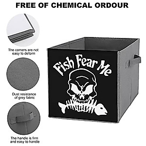 Fish Fear Me Canvas Collapsible Storage Bins Cube Organizer Baskets with Handles for Home Office Car