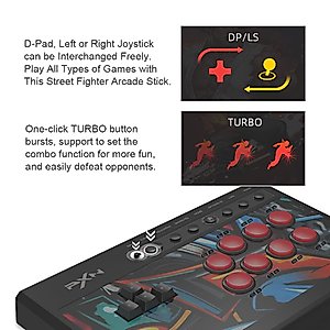 PXN Arcade Stick, X8 Fight Stick Game Controller Joystick Green Axis Mechanical Buttons USB Wired Connection for PC/PS4/PS3/Xbox Series X|S, Xbox One