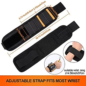 JIANYI Magnetic Wristband with 15 Strong Magnets for Holding Screws, Nails, Drill Bits, Bolts, Tools - Best Unique Gift for Men, DIY Handyman, Father/Dad, Husband, Boyfriend, Him, Women