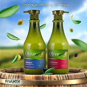 Frulatte Pure Olive Oil Clarifying Shampoo and Conditioner Set - Creamy Hydration Formula Enriched with Shea and Argan Oil for Dry, Damaged & Frizzy Hair Repair - Hair Growth Products for Women & Men
