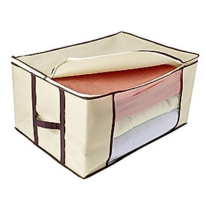 Ziz Home Blankets Clothes Storage Bag Closet Organization | Linen Blanket Storage Sweater Storage Duvet Storage Bags Clear Transparent Window (3)