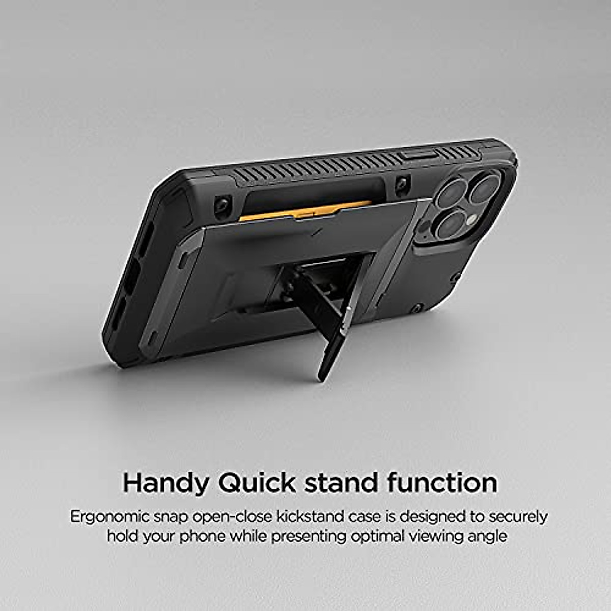 VRS DESIGN Damda Glide Hybrid Phone Case for iPhone 13 Pro Max, Card Slot Holder with Kickstand, Functional Sturdy Case Compatible for iPhone 13 Pro Max Case (2021) Black