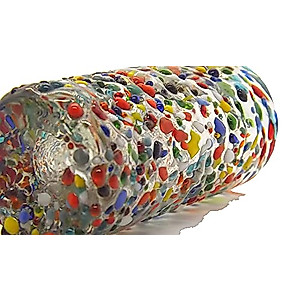 MEXTEQUIL - Authentic Mexican Tequila Shot Glasses - Tequila Set of shot glasses - 4 pcs - 2 Oz - Mexican Hand Blown Shot Glass (Confetti)