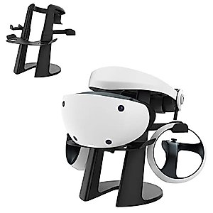 AMVR VR Stand for Quest 2, VR Headset and Touch Controllers Display Holder for Quest 2, PSVR 2, Quest, Rift, Rift S or Valve Index (Black, Just VR Stand)