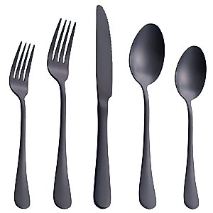 Joincook Matte Black Silverware Set,Stainless Steel Flatware Set,20 Pieces Set Cutlery Utensils Set Service for 4,Spoons and Forks Set, Dishwasher Safe