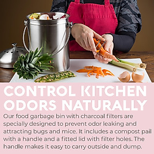 EPICA Stainless Steel Compost Bin 1.3 Gallon-Includes Charcoal Filter