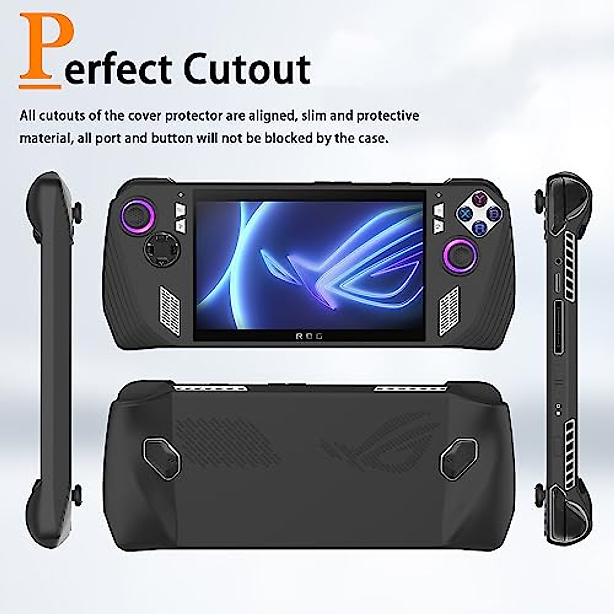 Miimall Compatible for ROG Ally Case, Asus Ally Silicone Case, Anti-Fingerprint Shock-Absorption Anti-Scratch Soft Silicone Skin Cover Protector Case for Asus ROG Ally Handheld 2023 Accessories-Black