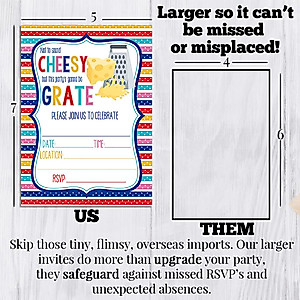 Cute & Silly Shredded Cheese Themed Birthday Party Invitations for Kids, 20 5x7 Fill In Cards with Twenty White Envelopes by AmandaCreation…
