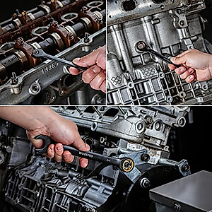 WORKPRO 9-Piece Anti-Slip Ratcheting Combination Wrench Set, SAE 1/4"-3/4", 72-Tooth, Cr-V Constructed, Black Ratchet Wrenches Set with Roll Up Pouch