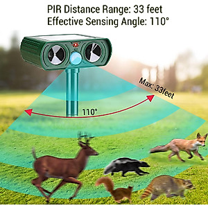 Lubatis 4 Pack Solar Animal Utrasonic Repellent Outdoor Repeller Deterrent to Keep Rat, Squirrel, Deer, Raccoon, Skunk, Rabbit, Dog, Cat Away