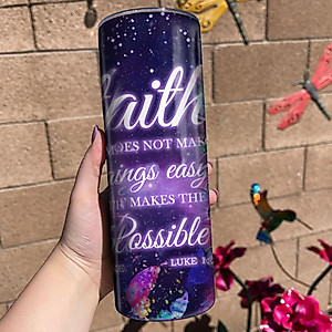 CERMELUS Butterfly Faith Cross 20oz Skinny Tumbler, Stainless Steel Double Wall Insulated Cup With Lid And Straw Multi, Bible Verse Christian Tumbler, Gifts for Women, Men, Mom, Daughter, Friends