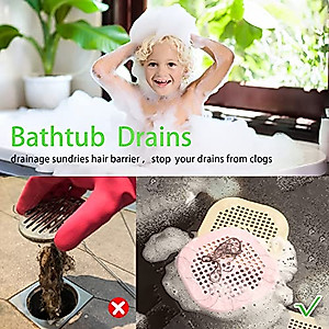 2 Pack Drain Hair Catcher Durable Silicone Drain Protector Bathroom Accessories Hair Stopper Drain Cover for Shower Kitchen Bathroom Tub Pink