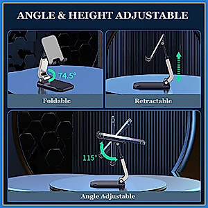 scorking 2-Pack Foldable Cell Phone Stand for Desk, Portable Phone Holder iPhone Stand with Storage Bag, Height & Angle Adjustable Desktop Phone Cradle Mount Dock iPad Stand Tablet Holder