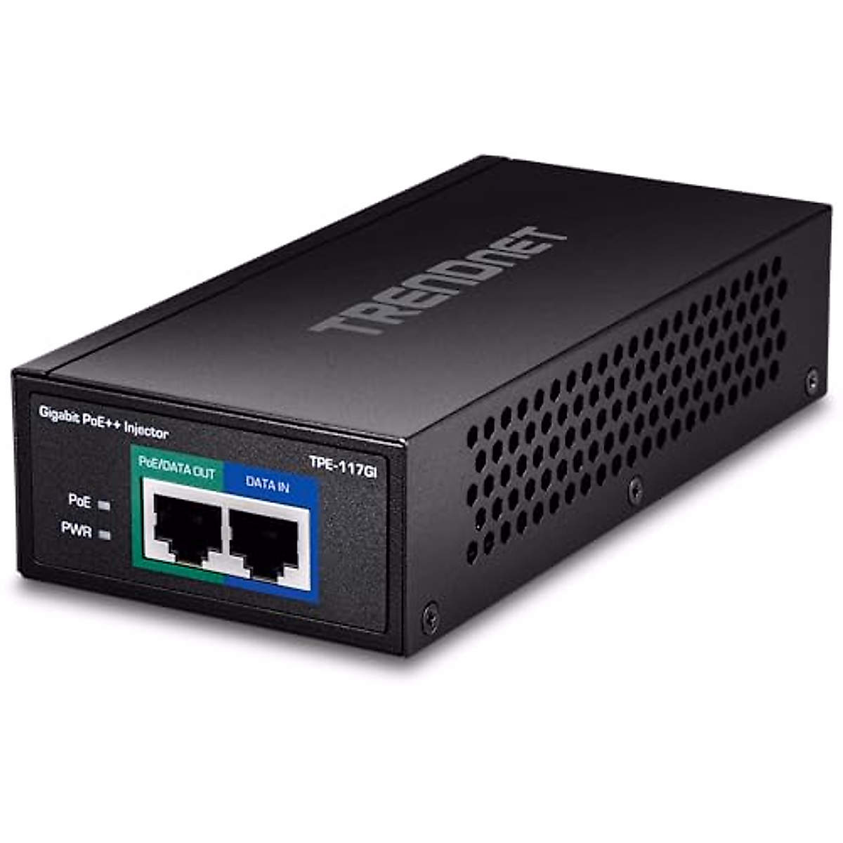 TRENDnet Gigabit PoE++ Injector, Supplies PoE (15.4W), PoE+ (30W), or PoE++ (60W), Network A PoE Device Up to 100m(328 ft), Supports IEEE 802.3af,802.at, Plug & Play, Black, TPE-117GI