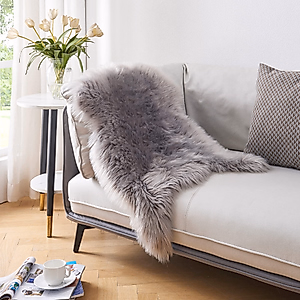 Rainlin Ultra Soft Fluffy Faux Fur Sheepskin Rugs for Bedroom Living Room Grey Fuzzy Washable Home Decor Carpets Plush Shag Small Area Rugs,2x3 Feet