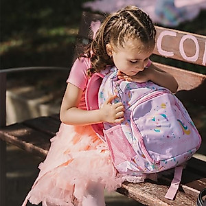 mommore 2-in-1 Kids Backpack, Insulated Lunch Compartment Unicorn Toddler Backpack Kindergarten Preschool Bookbag for Girls, Lightweight Daycare Backpack with Chest Strap, Pink