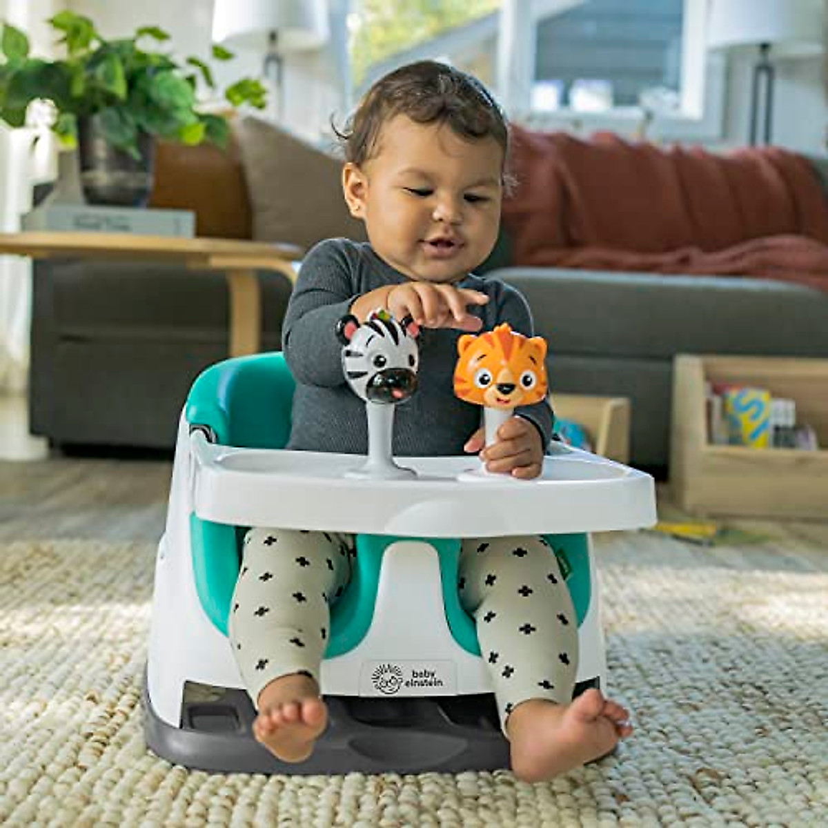 Baby Einstein Dine & Discover Multi-Use Booster Feeding & Floor Activity Seat with Self-Storing Tray