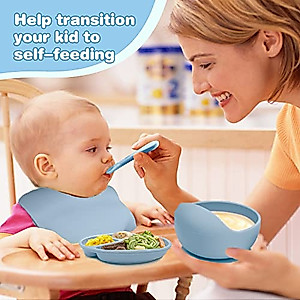 Baby Feeding Set Silicone Toddlers Weaning Feeding Sippy Cup with Straw and Laid Baby Feeding Supplies Set