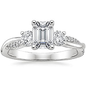 JEWELERYIUM 1 CT Emerald Cut Colorless Moissanite Engagement Ring, Wedding/Bridal Ring Set, Solitaire Halo Style,Solid Sterling Silver Vintage Antique Anniversary Bridal Jewelry, Gorgeous Gifts (9)