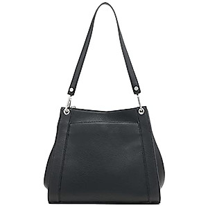 Calvin Klein Reyna Novelty Triple Compartment Shoulder Bag, Black/Silver Combo,One Size