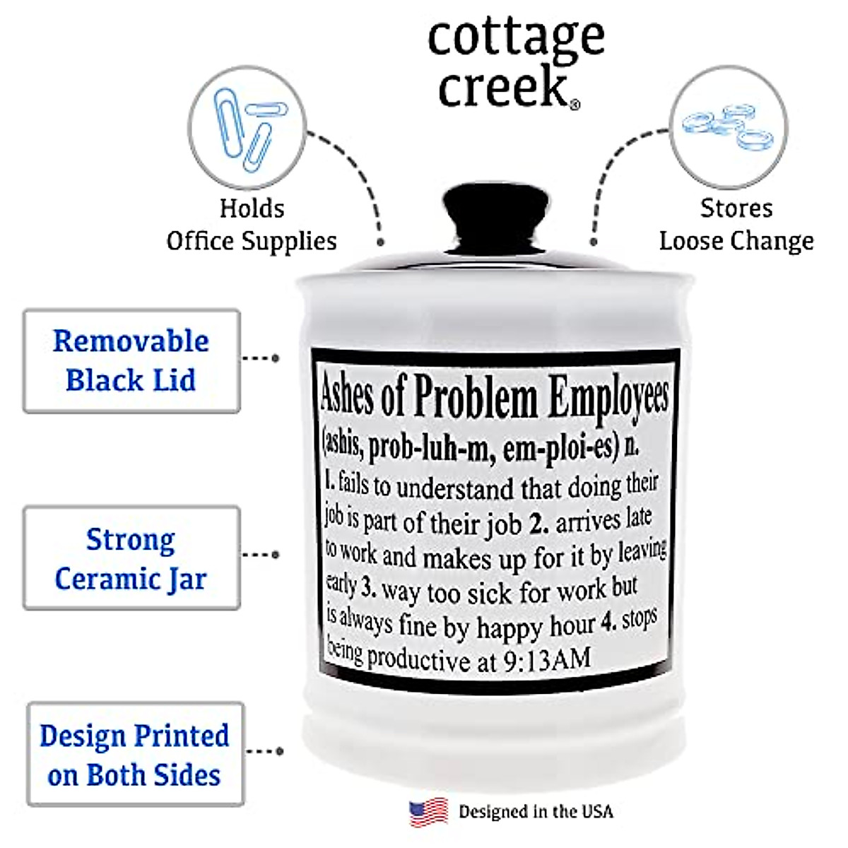 Cottage Creek Ashes of Problem Employees Piggy Bank, Funny Candy Jar, Boss Gifts