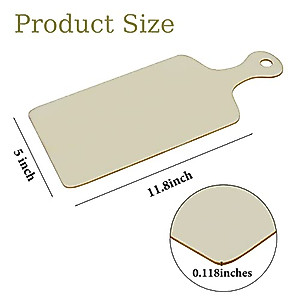 Qegft Unfinished Mini Cutting Boards - 6 Pieces Wood Cutting Board with Handle Paddle Cutting Board for DIY Crafting Home Kitchen Decor Small Chopping Board, 11.8 x 5 Inch