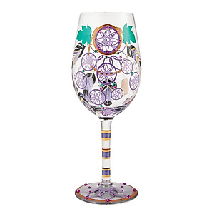 Enesco Designs by Lolita Dreamcatcher Hand-Painted Artisan Wine Glass, 15 Ounce, Multicolor