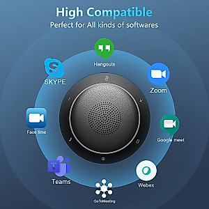 GOGOCOOL Bluetooth Speakerphone,Noise Reduction Conference Speaker with Mic,USB/Dongle/Bluetooth Connection,Enhanced Voice Pickup,Compatible with Meeting Apps for Home Office,Black