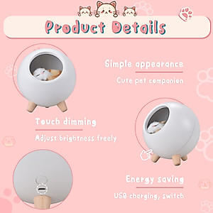 wokuya Cute Cat House Night Light for Kids,Portable Nursery Nightlight,Dual Power USB Charging,Bedroom Lighting Atmosphere Lamp, Gifts for Cat Lover (White)