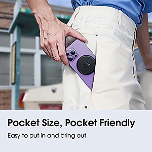 CASEKOO Vegan Leather MagSafe Grip Stand [All in 1] Ergonomic Design for iPhone 14, 13, 12 Pro/Max/Plus - Black