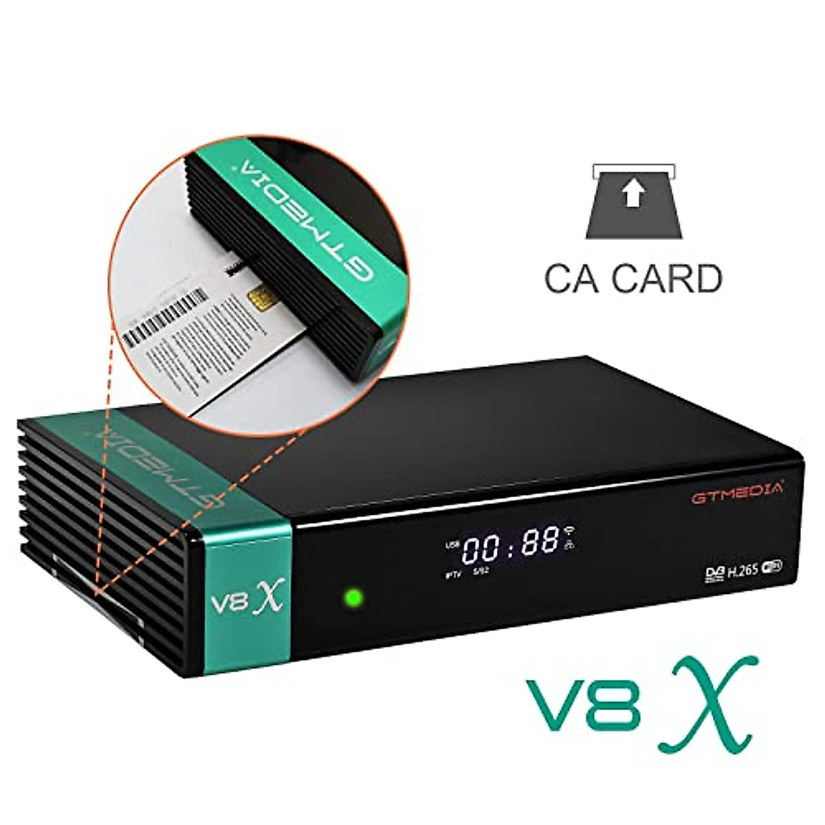 GT MEDIA V8X HD DVB-S/S2/S2X FTA Digital Satellite Receiver, Free to Air Built-in 2.4G WiFi TV Sat Decoder Supports Intelsat 901 at 27.5°W BBC Channel.