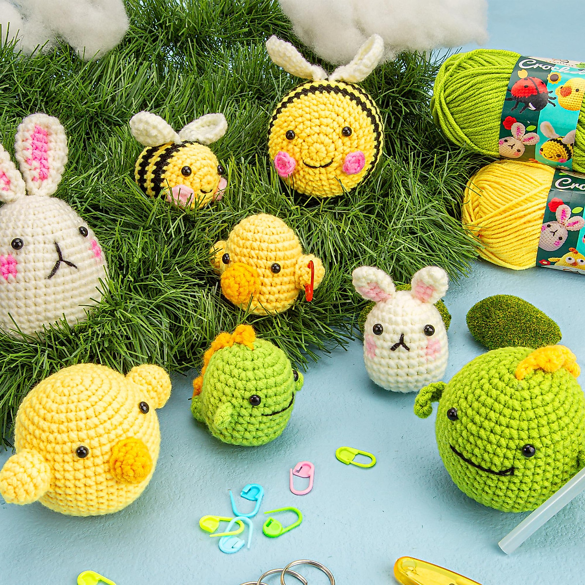 PP OPOUNT Crochet Kit for Beginners- 4 PCS Mini Size Crochet Animals, Beginner Crochet Kit for Adults Includes Step-by-Step Instructions and Video Tutorials, Complete Crochet Set (Patent Product)