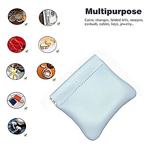 VOFOON [Upgrade] Leather Mini Squeeze Coin Purse, Small Jewelry Pouch Leather Travel Bag Coin Holder For Men/Women 2/4 Pack