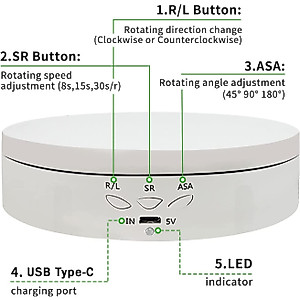 ZLMONDEE 2 In 1 Spinning Rotating Display Stand with Large 8.66 Inch Replacement Cover for Rotating Platform Photography Turntable (White)