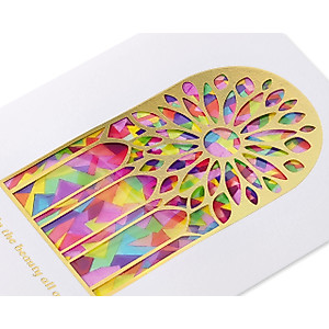 Papyrus Religious Birthday Card - Illustrated by Sandra K Pena (God Shines In You, Stained Glass)