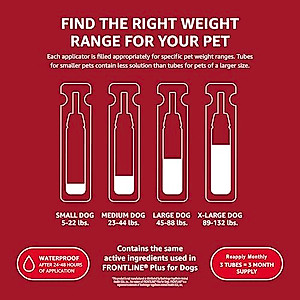 Amazon Basics Flea and Tick Topical Treatment for X-Large Dogs (89-132 pounds), 3 Count (Previously Solimo)