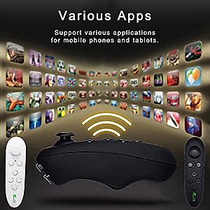 Wireless VR Controller for Phones Compatible with iOS/Android, Joystick Remote for Tiktok Support iPhone/iPad/Android Phones/Tablet Laptops to Control Music Video, Selfie, Mouse, E-Book (Upgrade)