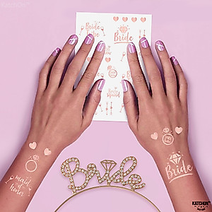 KatchOn, Bride To Be Decorations Kit - Pack of 5 | Bride To Be Sash, Headband, Tattoos, Veil | Bride Sash Bachelorette Party Decorations | Bridal Shower Decorations | Bachelorette Party Accessories