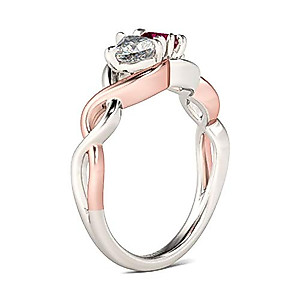Jeulia 1.5 Carat Twisted Rings for Women 925 Sterling Silver Wedding Rings with Ruby Stone 14K Rose Gold Plated Cubic Zirconia Engagement Rings Anniversary Promise Romantic Jewelry GIft (9)