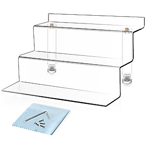 Mocoosy Acrylic Riser Display Shelf, 3 Tier Display Riser Stand for Amiibo Funko POP Figures, Tiered Clear Acrylic Risers for Display, Step Small Cupcake Stand Perfume Organizer and Storage