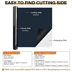 HTVRONT HTV Vinyl Rolls Heat Transfer Vinyl - 12" x 8ft Black HTV Vinyl for Shirts, Iron on Vinyl for All Cutting Machine - Easy to Cut & Weed for Heat Vinyl Design (Black)