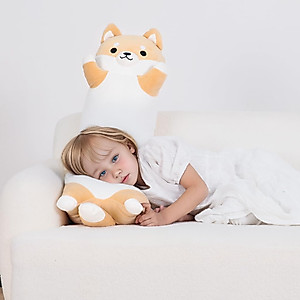 Kashabawangzi 36" Cute Giant Long Shiba Inu Plush Soft Hugging Body Pillow,Large Kawaii Anime Corgi Stuffed Animals Toy Dog Gift for Kids Birthday,Valentine,Easter