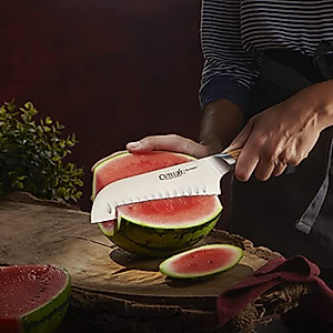 CUTLUXE Santoku Knife – 7" Chopping Knife – Olive Wood Handle – Full Tang – Olivery Series