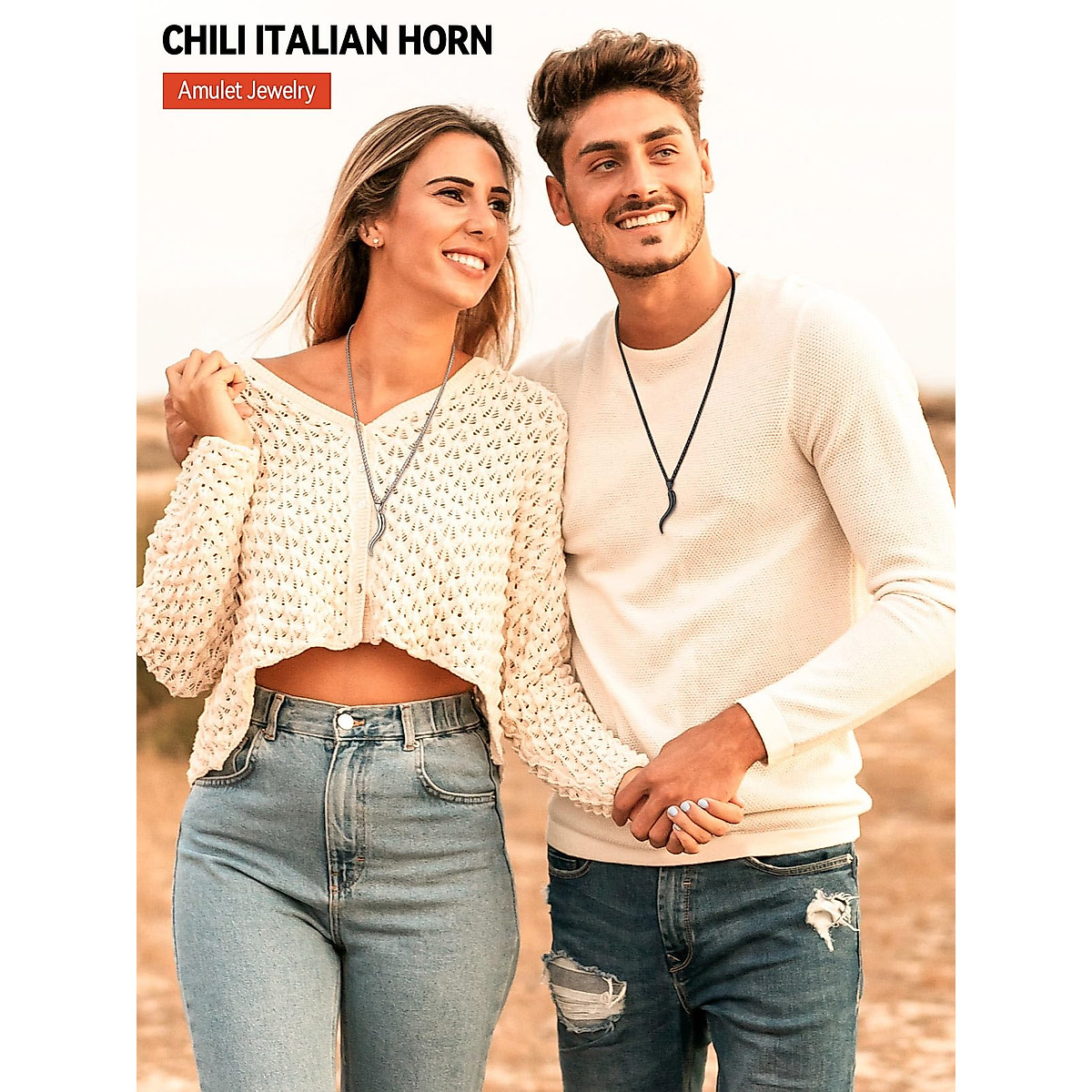 FaithHeart Italian Horn Pendant Necklace for Women Men Sturdy Stainless Steel Cornicello Necklace Protection Necklace Chains with Pendant Italian Charm Talisman with Gift Box