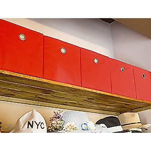 Amborido Storage Cubes Foldable Drawers Office Toys Room Organizer Cubby Clothes Fabric Kids Bins 6 Pack (Red)