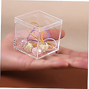 12pcs Lid Collectibles Square Plastic Candy Acrylic Treat Case Mini Items for Cube Cases Stackable Small Cubes Jewelry Container Showcase with Display Storage Clear Cm Containers