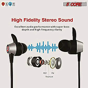 5 CORE Premium Bluetooth Earbuds Neckband Magnetic Bluetooth Headphones Wireless Bluetooth 5.0 Headphones Sweat Proof & IPX7 Waterproof Earphones 12 Hours Playtime for Gym Workout EP02 B