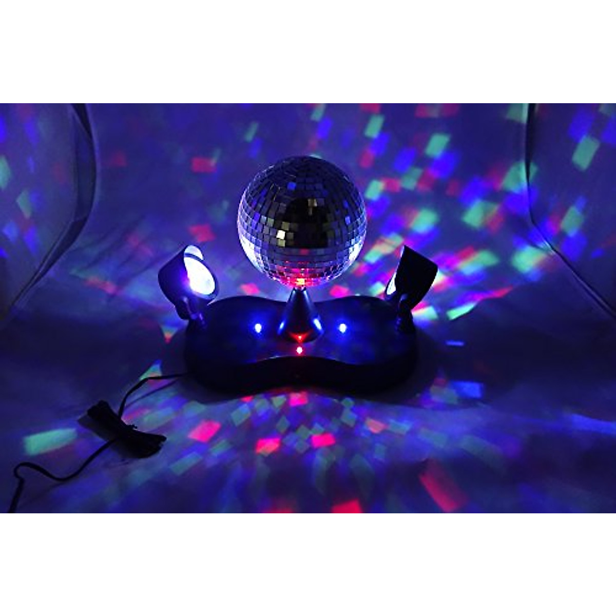 Lightahead LED Peak Due Rotating Mirror Disco Ball with 2 Adjustable LED Light Projector Lamps