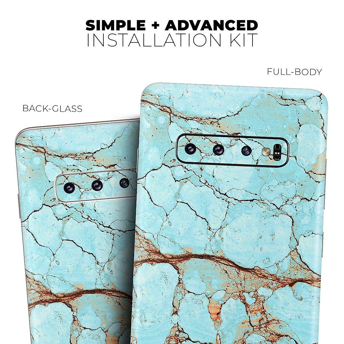 DesignSkinz Cracked Teal Stone Protective Vinyl Decal Wrap Skin Cover Compatible with The Samsung Galaxy S20 (Screen Trim & Back Glass Skin)